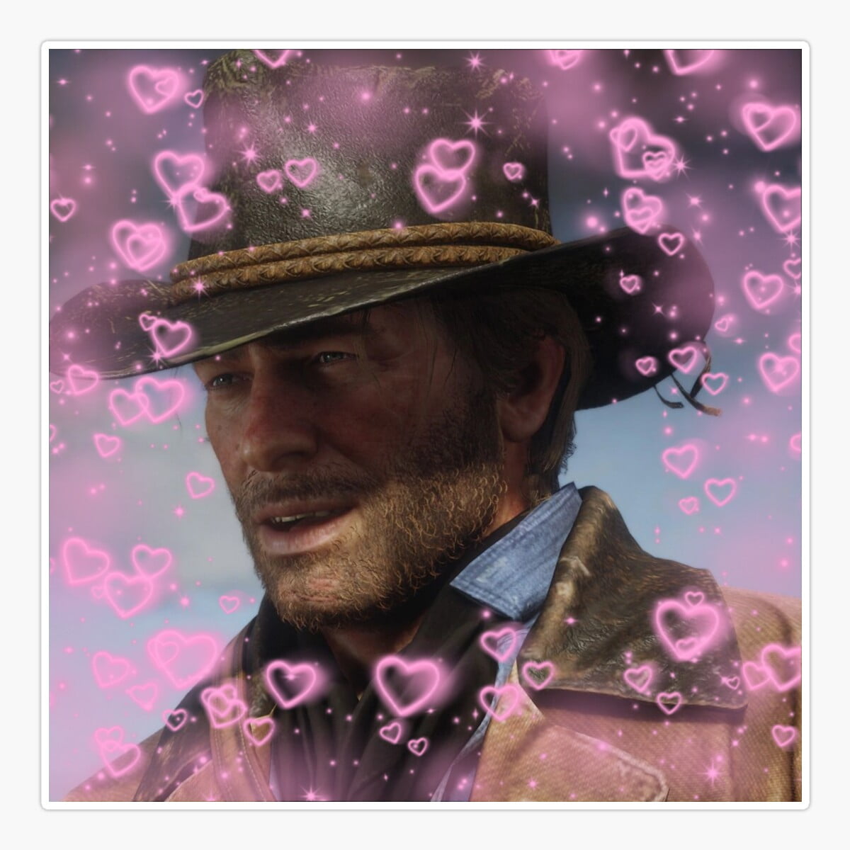 Onim Arthur Morgan Hearts Sticker, Phone Decal Water Bottle Stickers ...