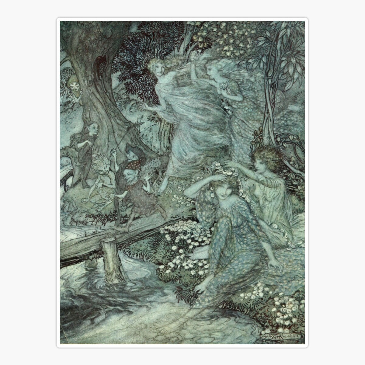 Onim Arthur Rackham- Wood Nymphs Sticker, Phone Decal Water Bottle ...