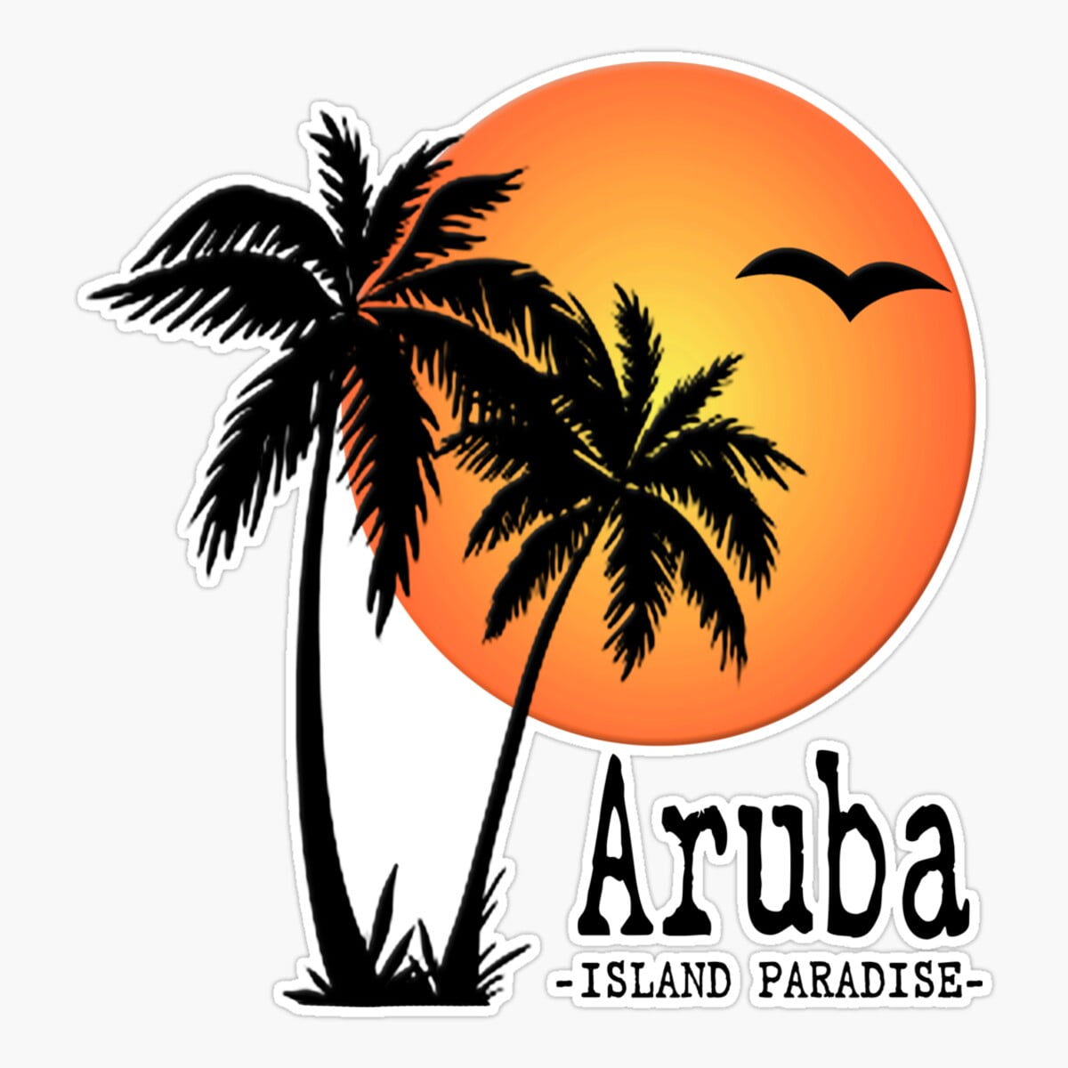 Onim Aruba Island Paradise Palm Trees Sunset Sticker, Phone Decal Water ...