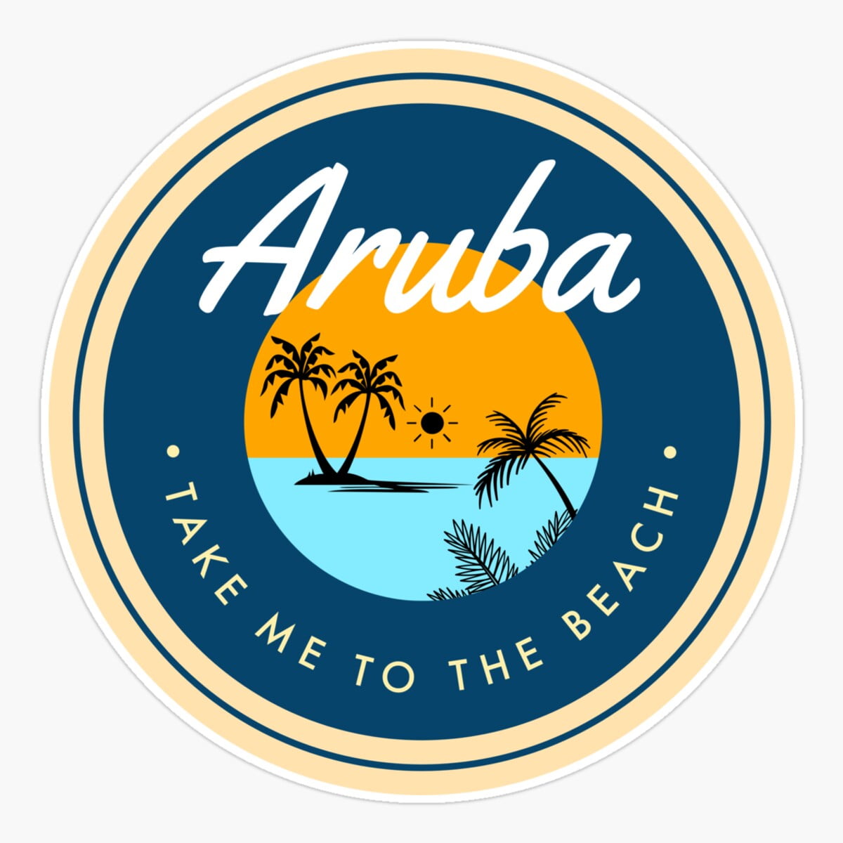 Onim Aruba Vintage Retro Island Beach Palm Trees Caribbean Summer ...