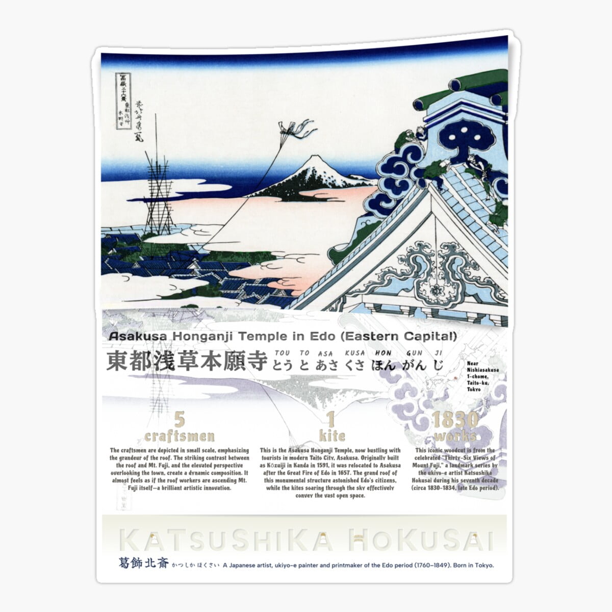 Onim Asakusa Honganji Temple In Edo (Eastern Capital) | Hokusai ...