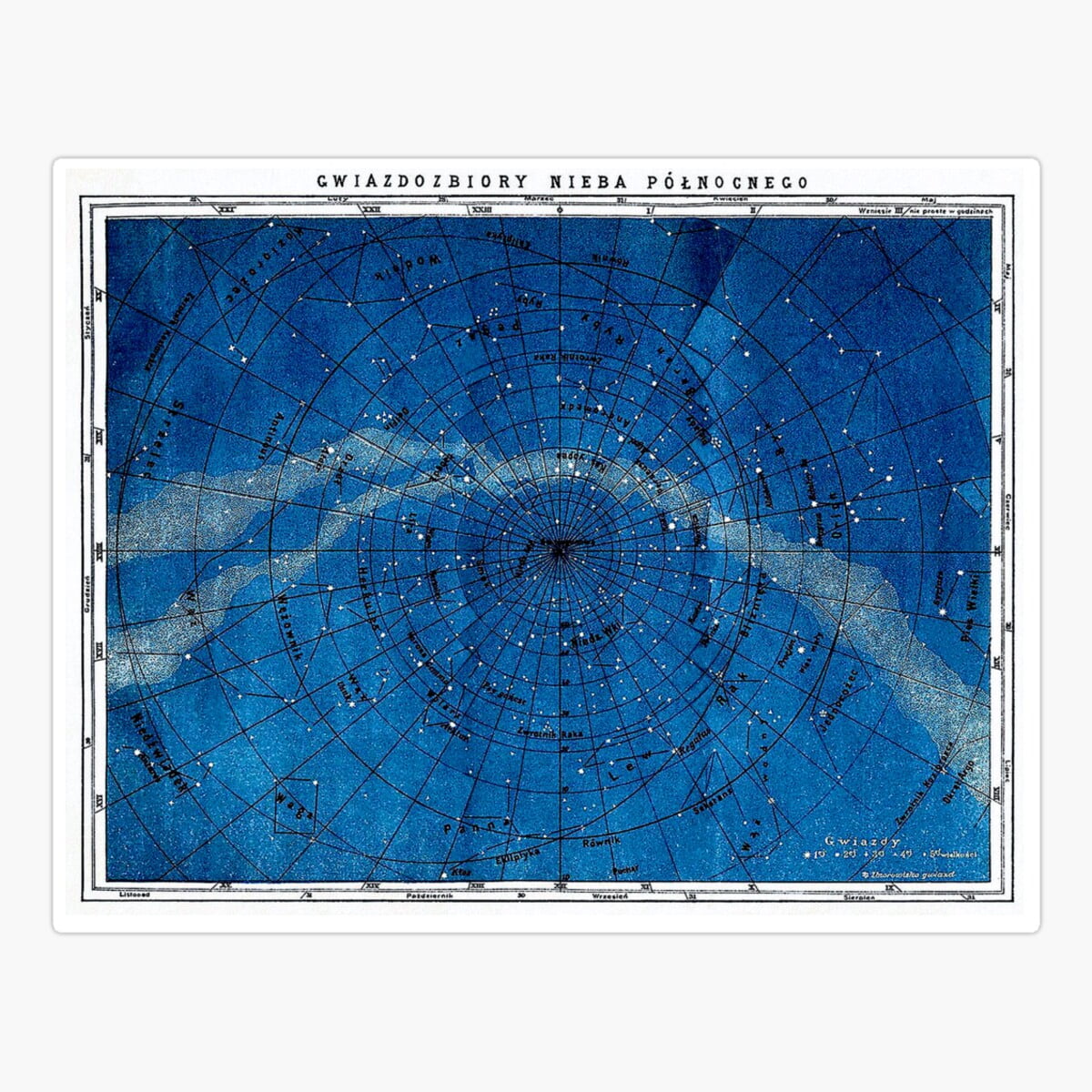 Onim Astronomy Northern Constellations; Vintage Map Print Sticker ...