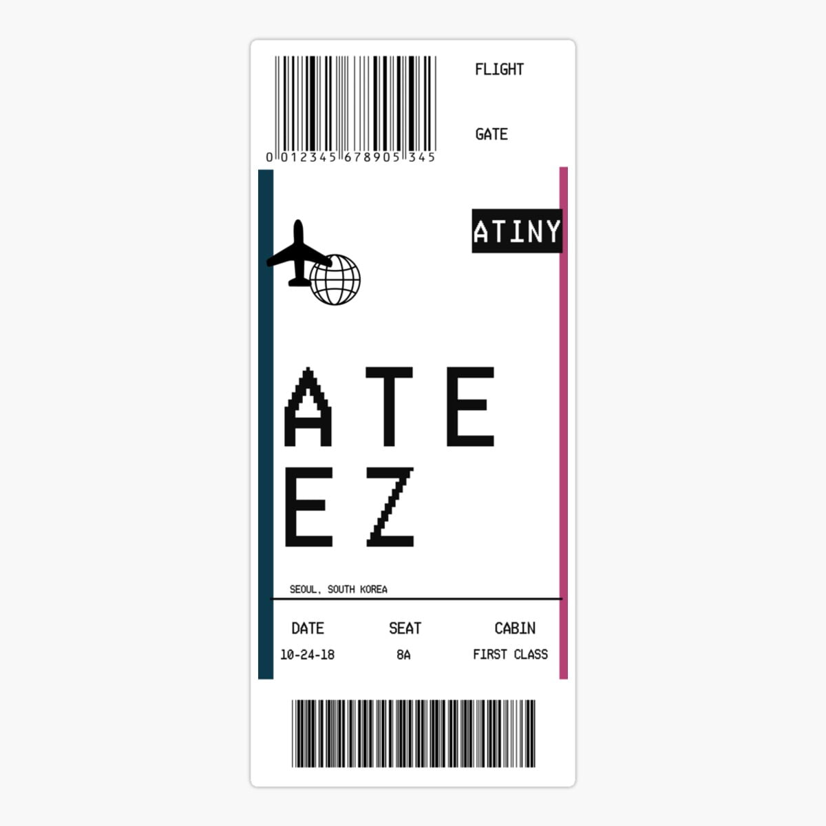 Onim Ateez "Boarding Pass" Sticker, Phone Decal Water Bottle Stickers ...