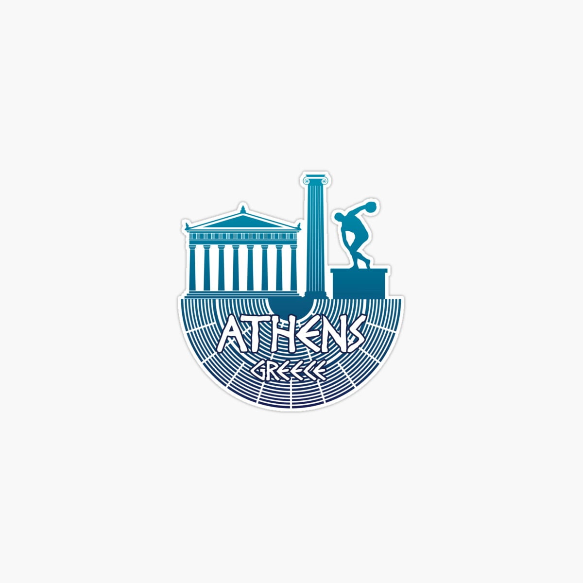 Onim Athens - Greece Sticker, Phone Decal Water Bottle Stickers Car ...