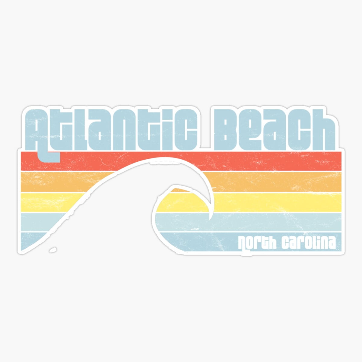 Onim Atlantic Beach North Carolina Ocean Wave Sticker, Phone Decal ...
