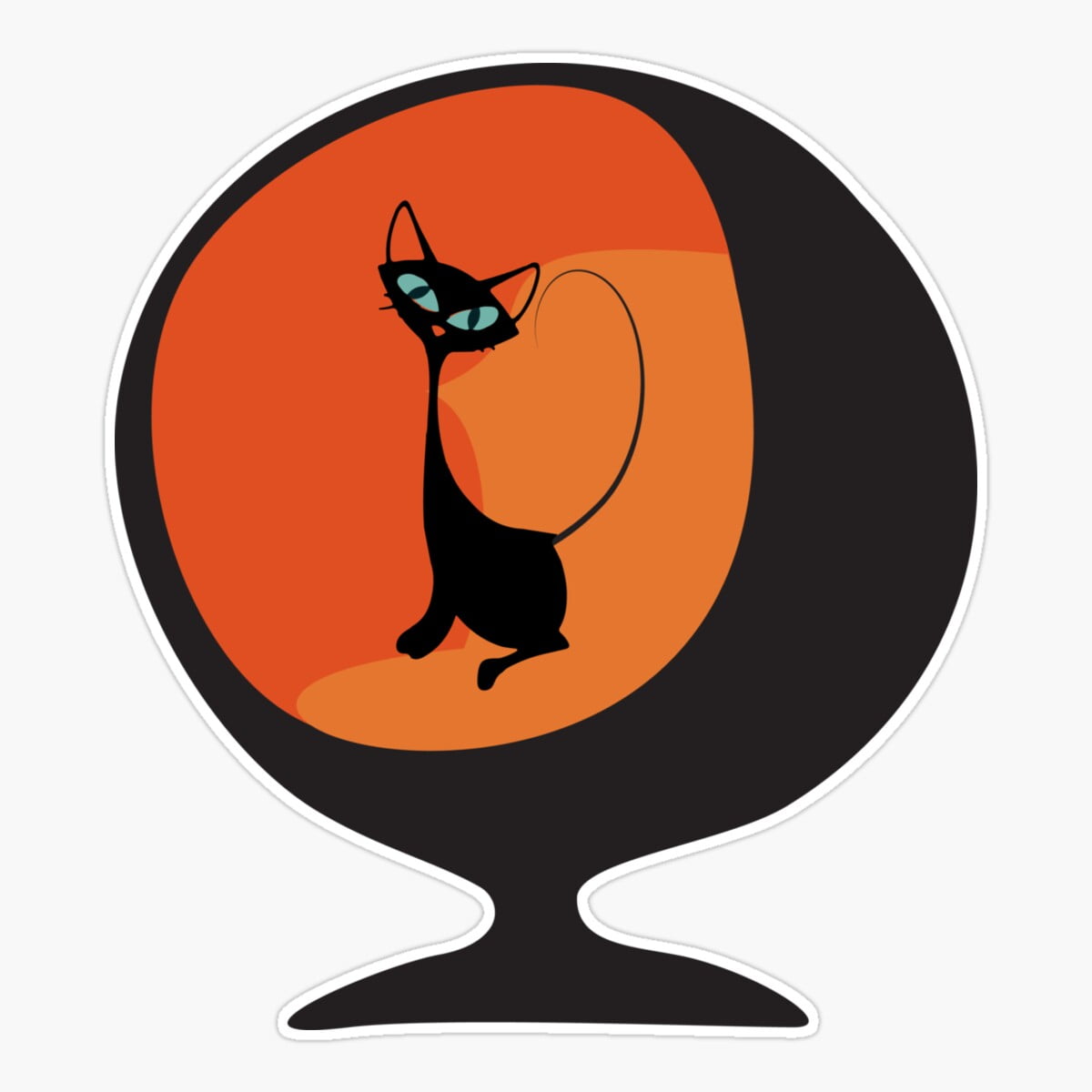 Onim Atomic Cat Sitting On 50S Retro Chair Sticker, Phone Decal Water ...