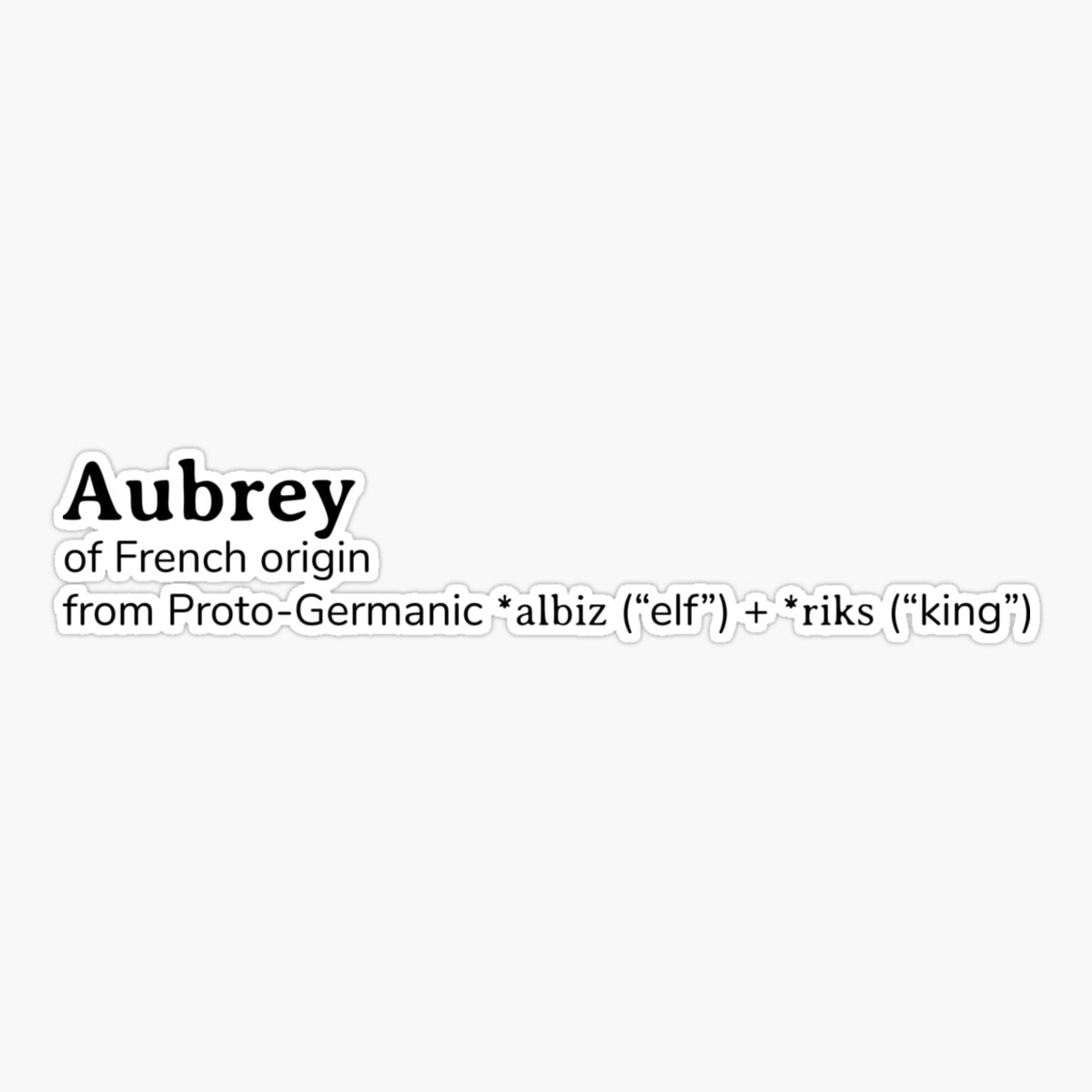 Onim Aubrey Name Etymology Sticker, Phone Decal Water Bottle Stickers ...