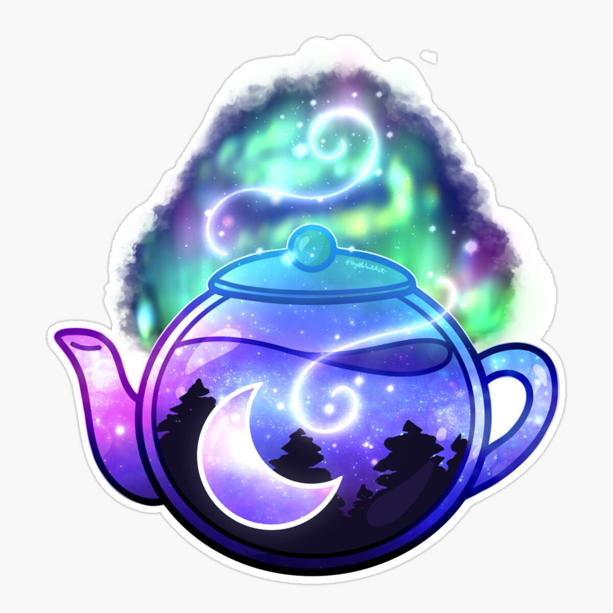 Onim Aurora Borealis Teapot - Dreamy Aesthetic Sticker, Phone Decal ...