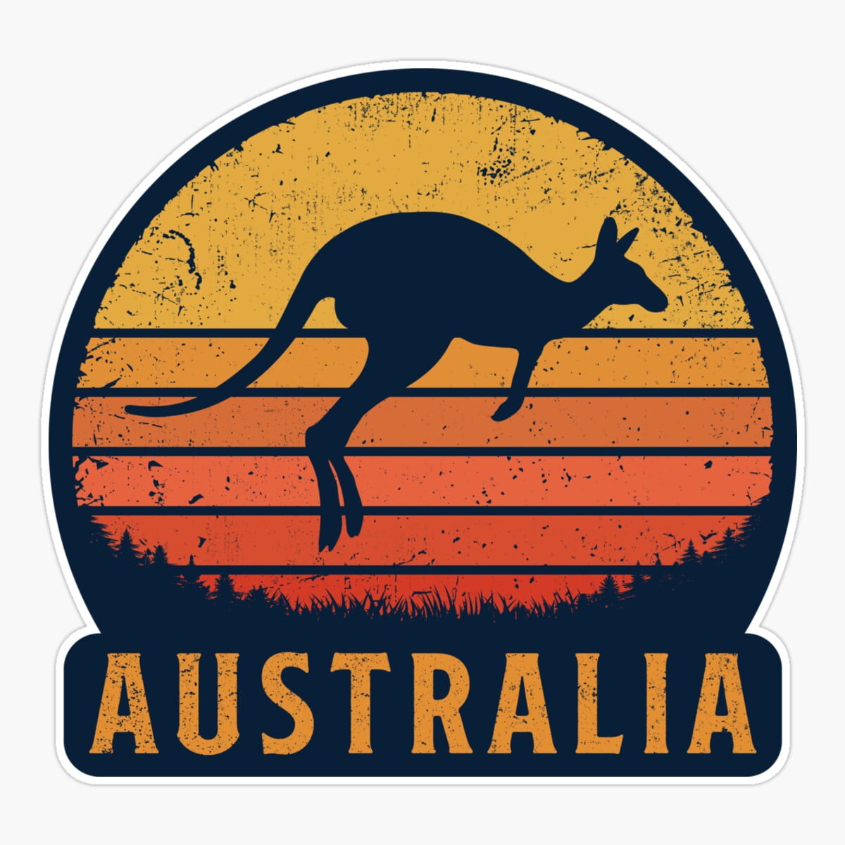Onim Australia Retro Kangaroo Sticker, Phone Decal Water Bottle ...