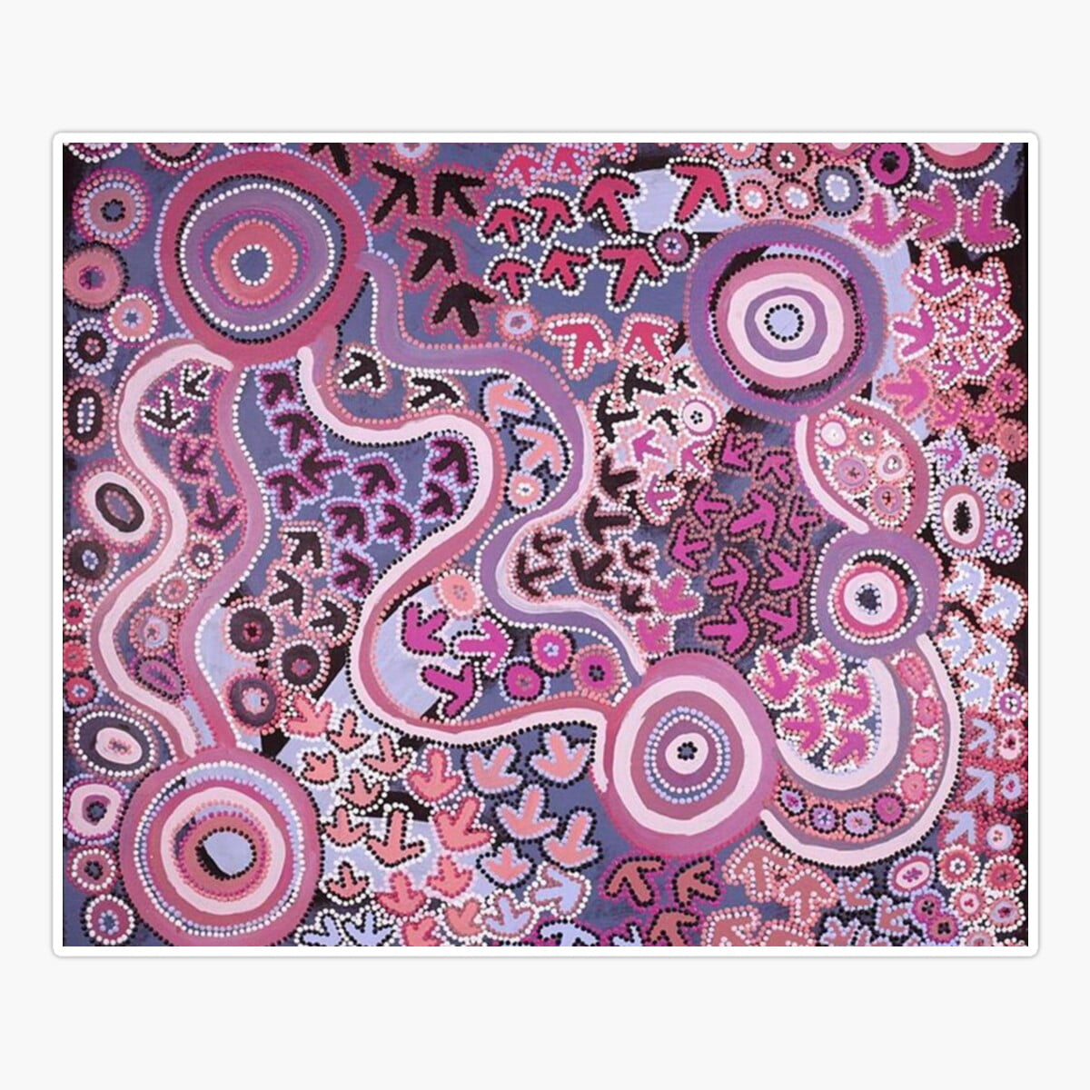 Onim Australian Aboriginal Art - Pink Pattern Sticker, Phone Decal ...