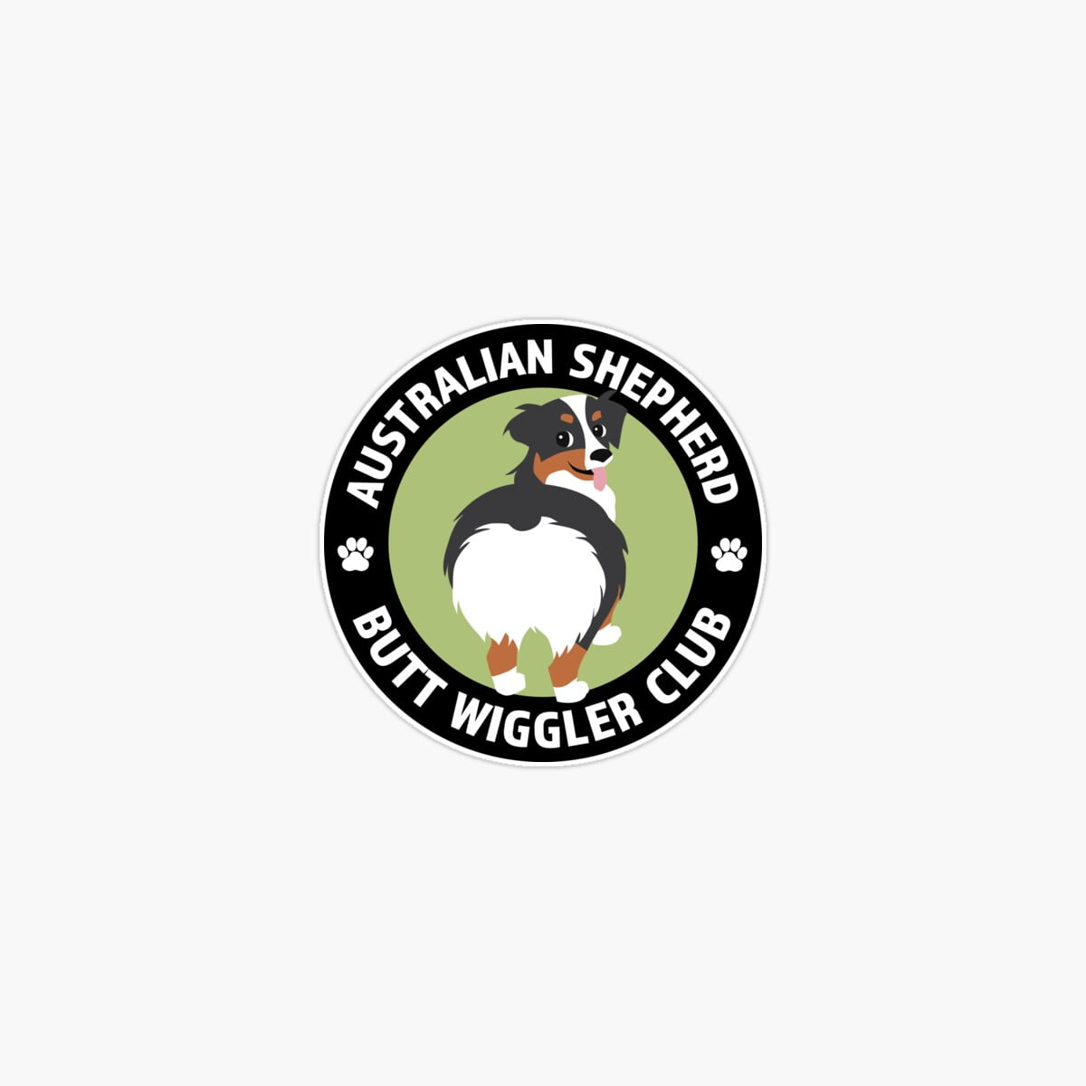 Onim Australian Shepherd Butt Wiggler Club (Tricolor) Sticker, Phone ...