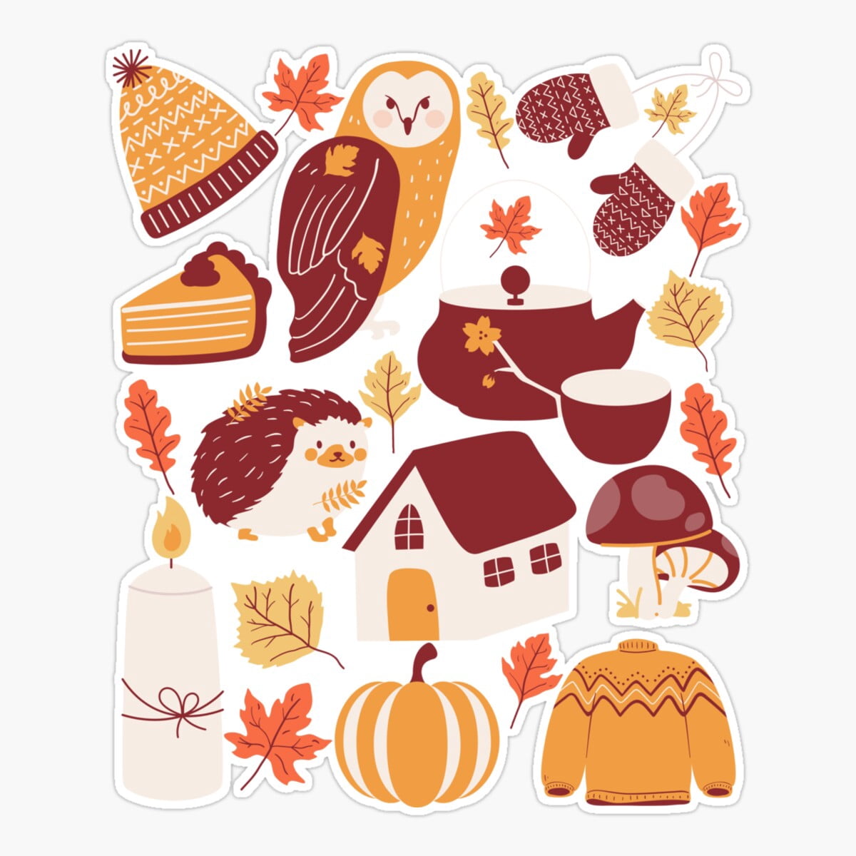 Onim Autumn Cottage Days Sticker, Phone Decal Water Bottle Stickers Car ...