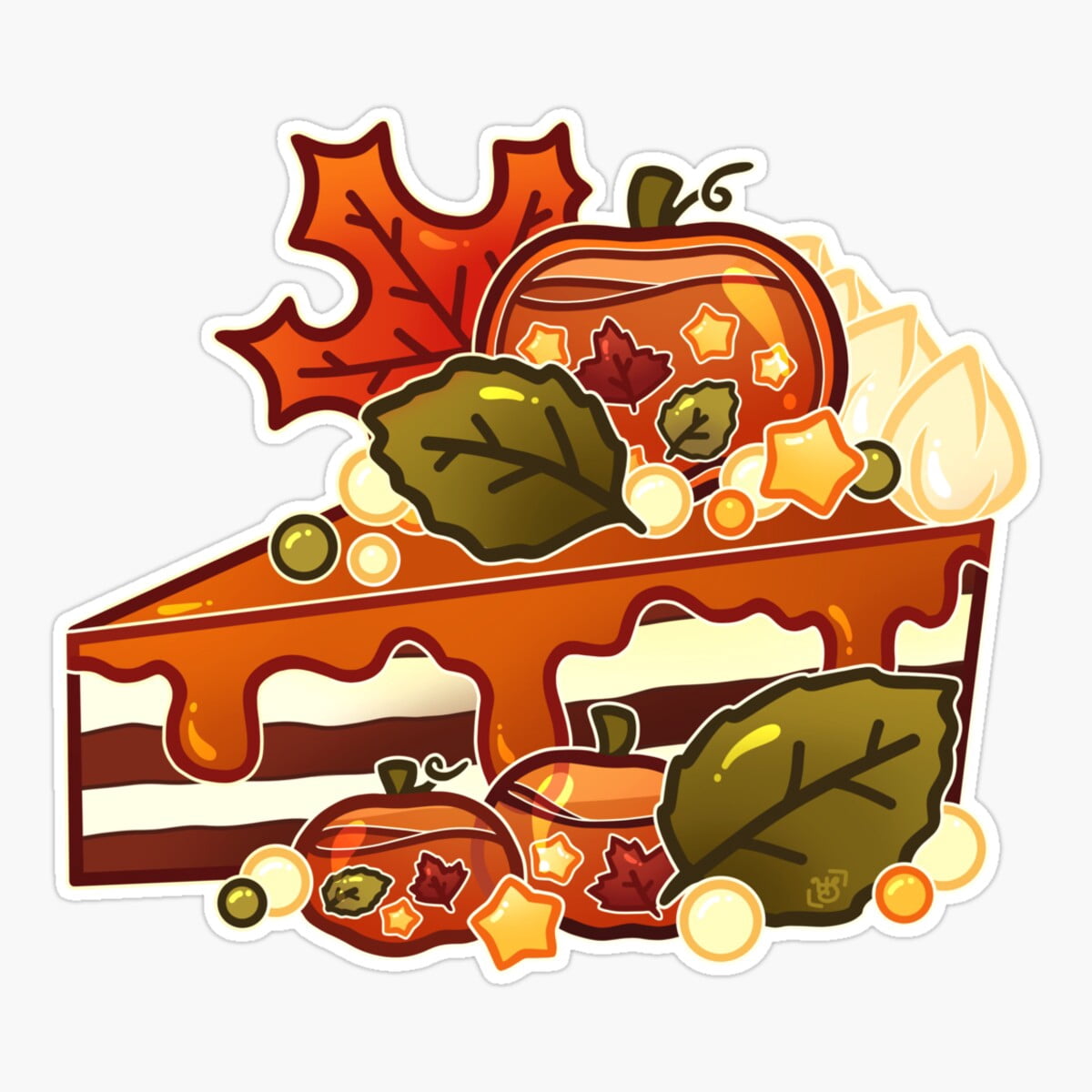 Onim Autumn Spice Cake Slice Sticker, Phone Decal Water Bottle Stickers ...