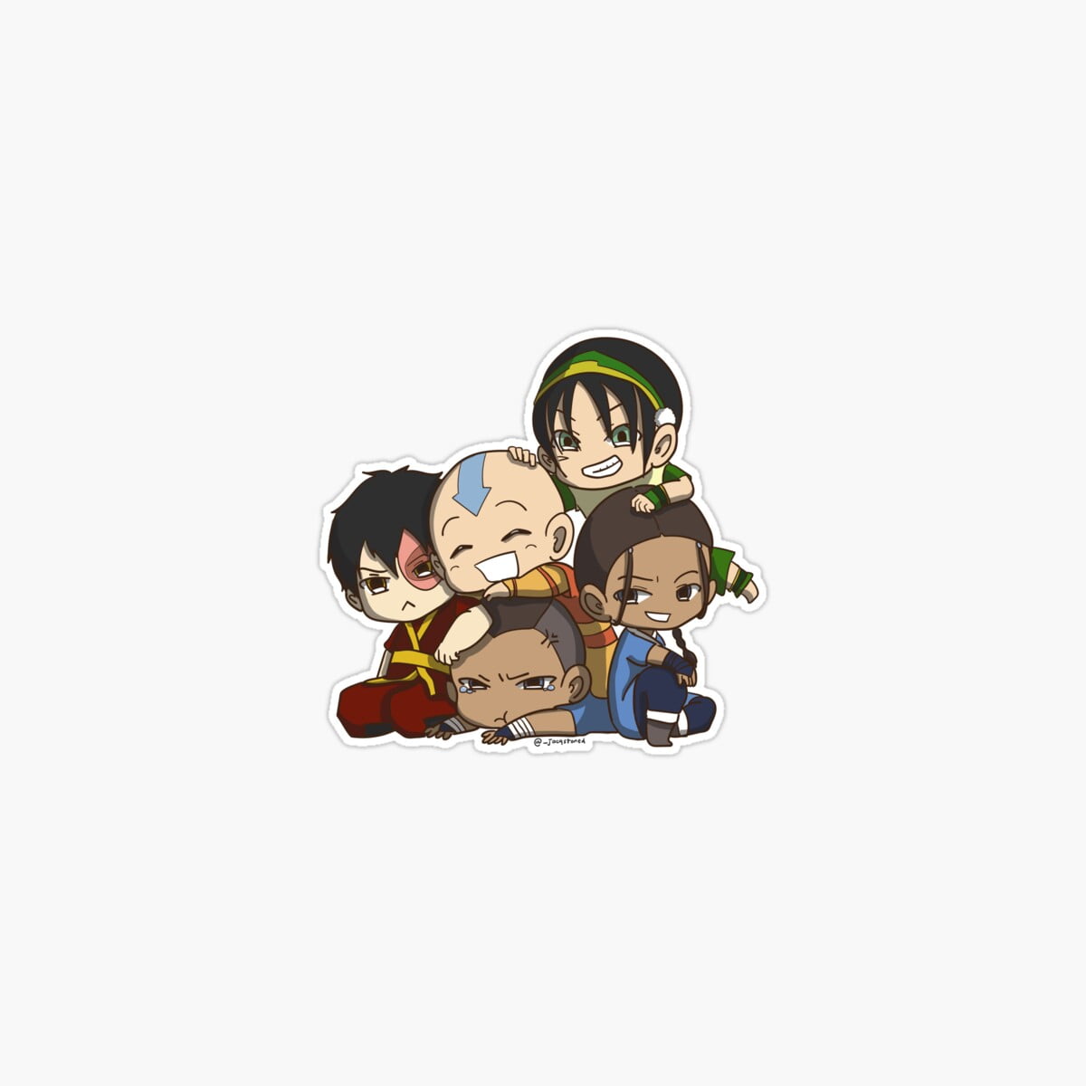 Onim Avatar The Last Airbender Chibi Gaang Sticker Sticker, Phone Decal ...