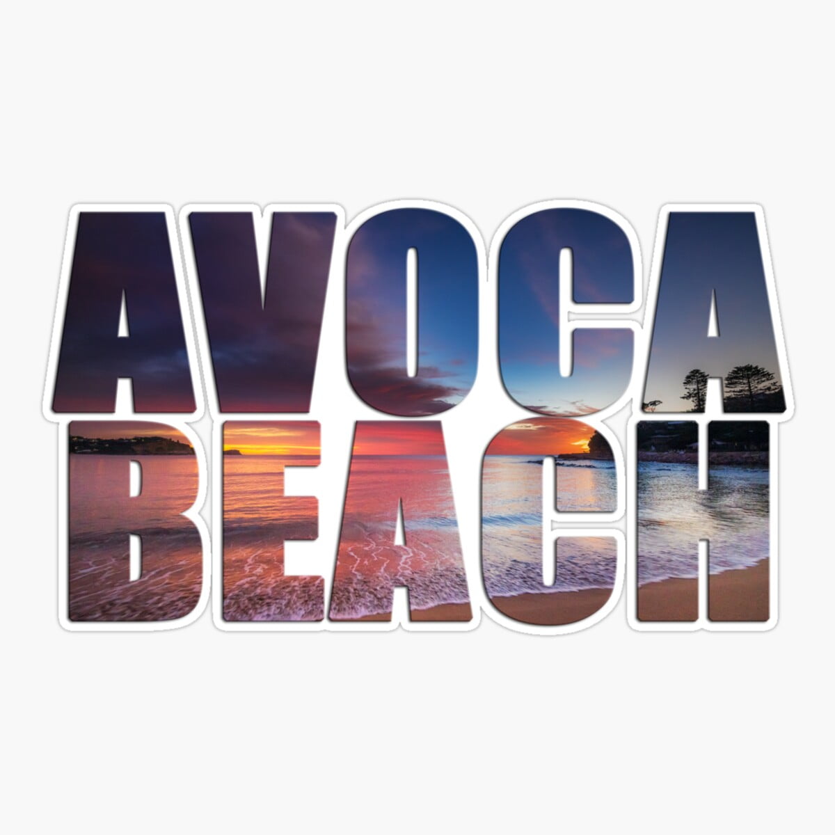 Onim Avoca Beach 1 Sticker, Phone Decal Water Bottle Stickers Car ...