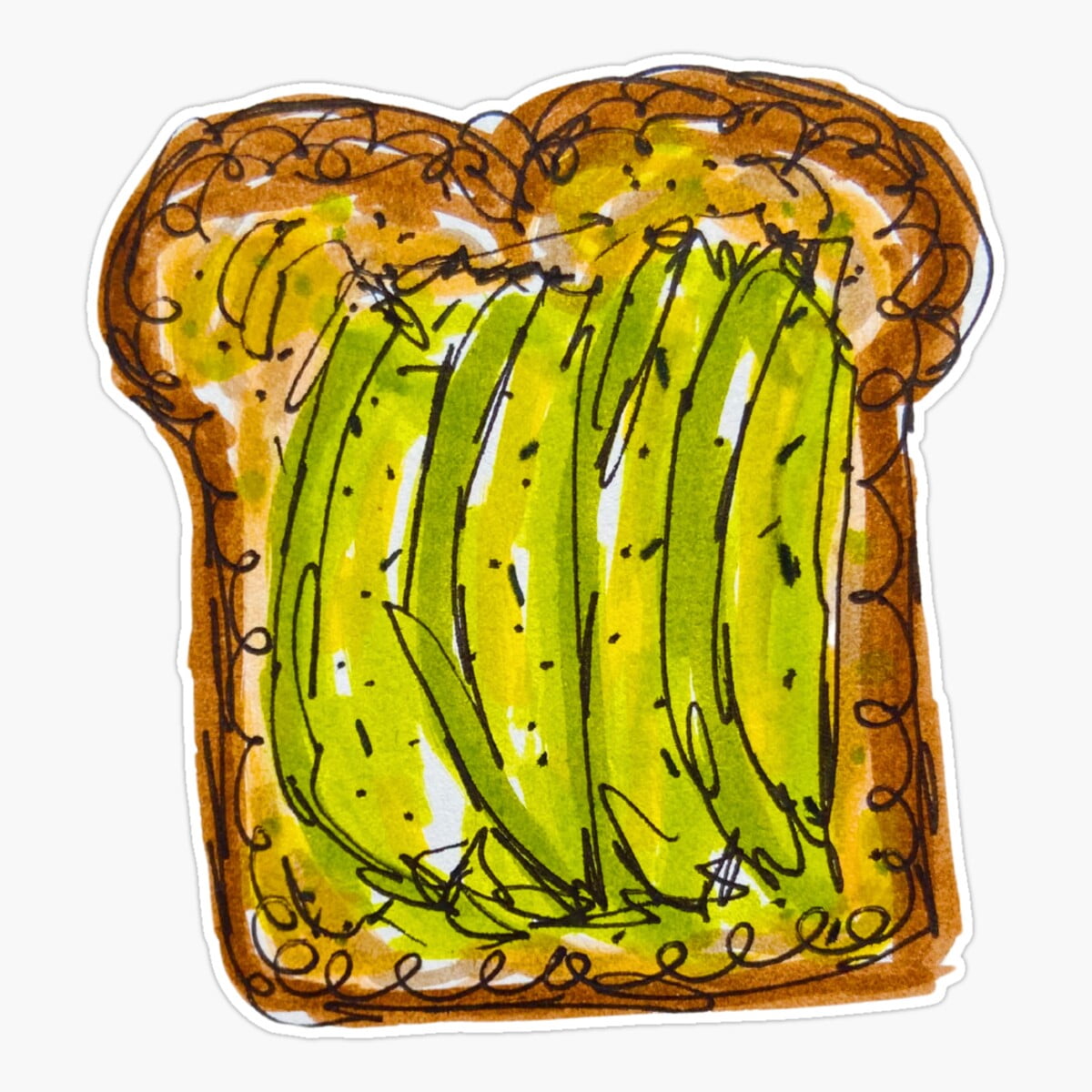 Onim Avocado Toast Sticker, Phone Decal Water Bottle Stickers Car ...