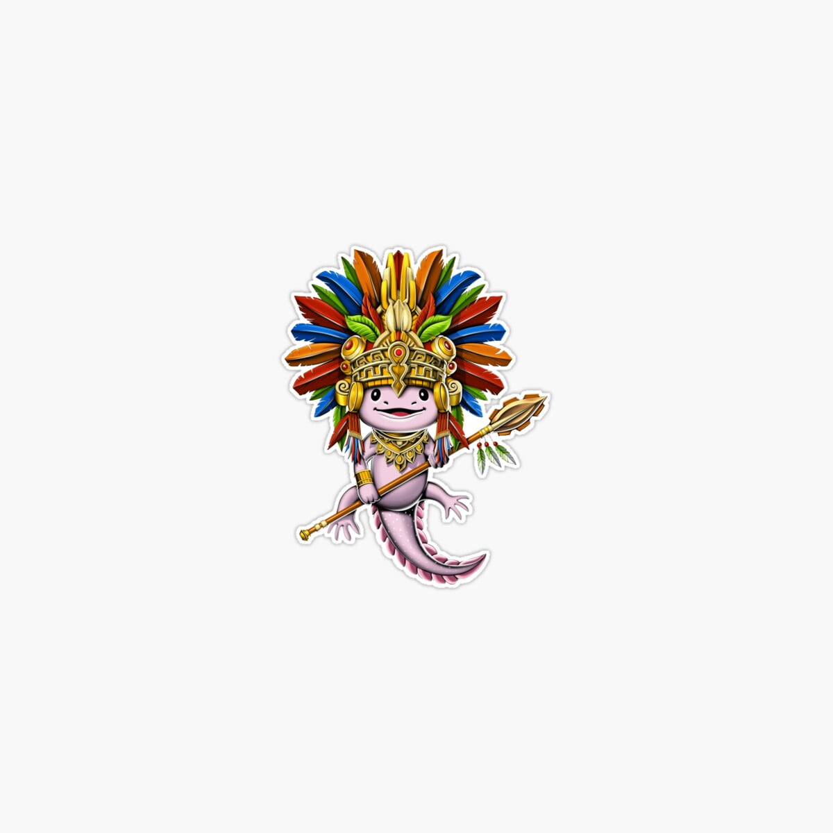 Onim Axolotl Aztec Warrior Sticker - Walmart.com