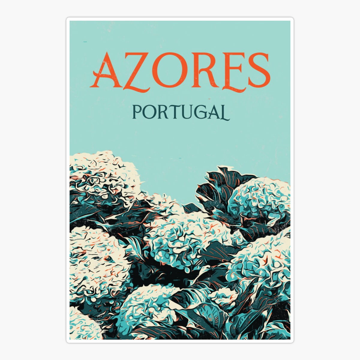 Onim Azorean Bloom: Hydrangeas Illustration From Portugal Sticker ...