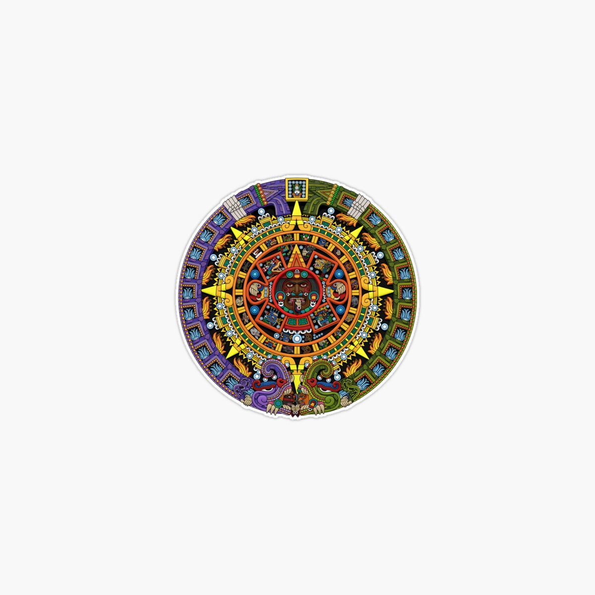 Onim Aztec Calendar Sun Stone - Full Color Sticker, Phone Decal Water ...