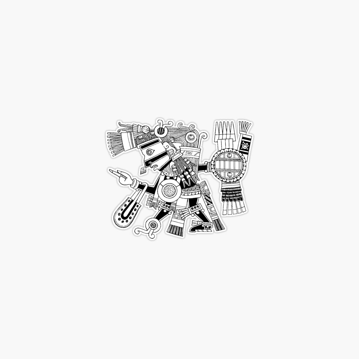 Onim Aztec God Tezcatlipoca Sticker, Phone Decal Water Bottle Stickers ...