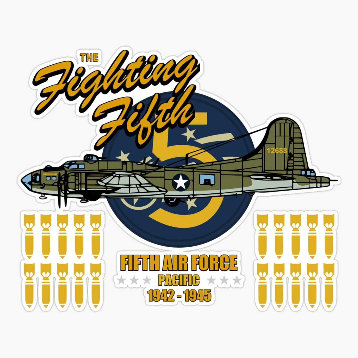 Onim B-17 Flying Fortress 5Th Air Force Sticker, Phone Decal Water ...