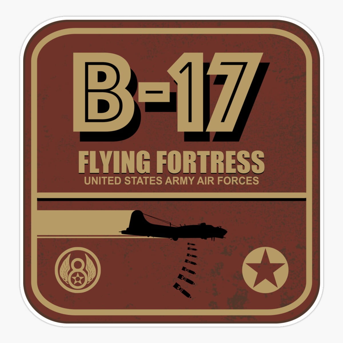 Onim B-17 Flying Fortress Ww2 Patch Sticker, Phone Decal Water Bottle ...