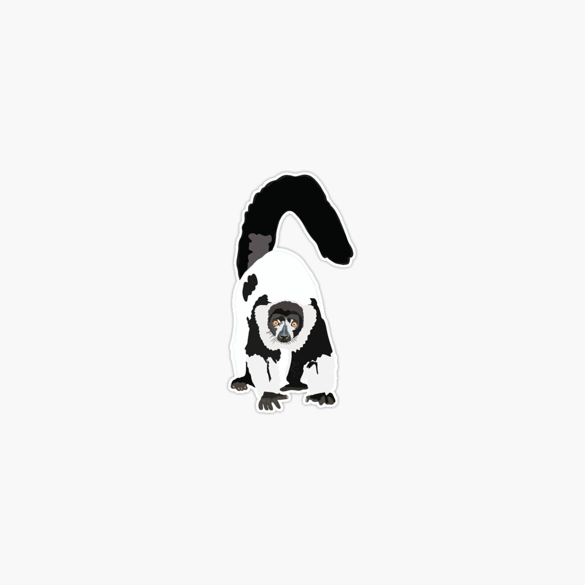 Onim B Is For Black And White Ruff Lemur Sticker, Phone Decal Water ...