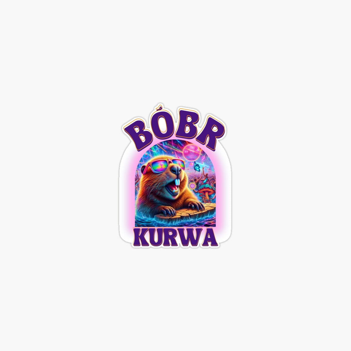 Onim Bóbr Kurwa The Rave Beaver Sticker, Phone Decal Water Bottle ...
