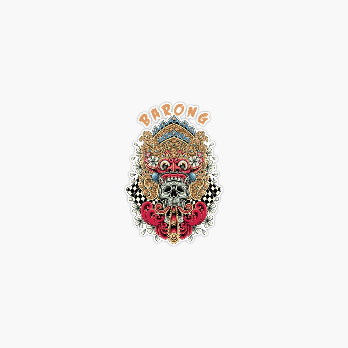 Onim BALI BARONG SKULL Sticker - Walmart.com
