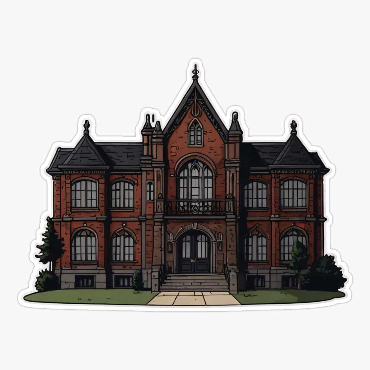 Onim Back To School - Gothic School Building Sticker, Phone Decal Water ...