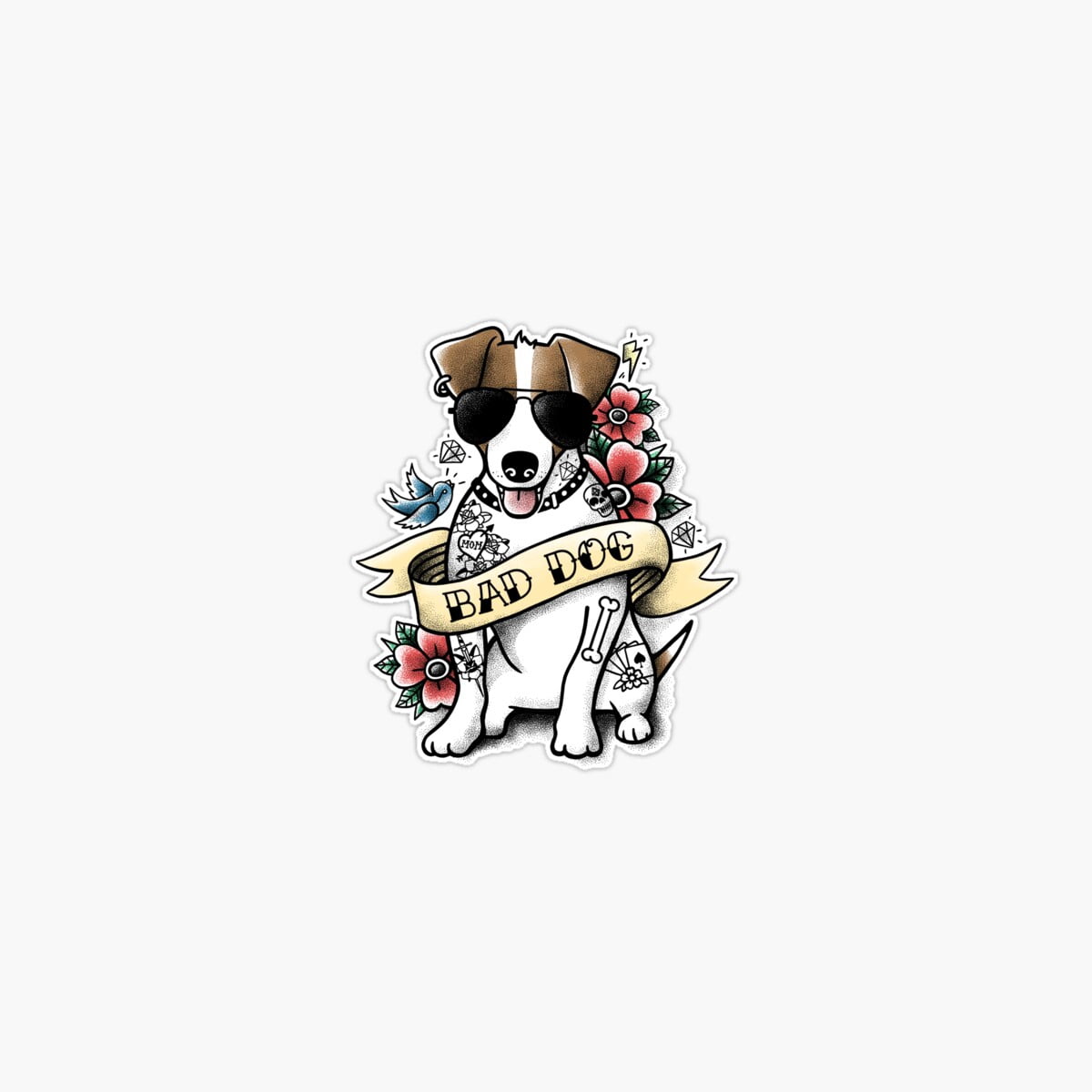 Onim Bad Dog Jack Russell Terrier Tattoo Sticker, Phone Decal Water ...