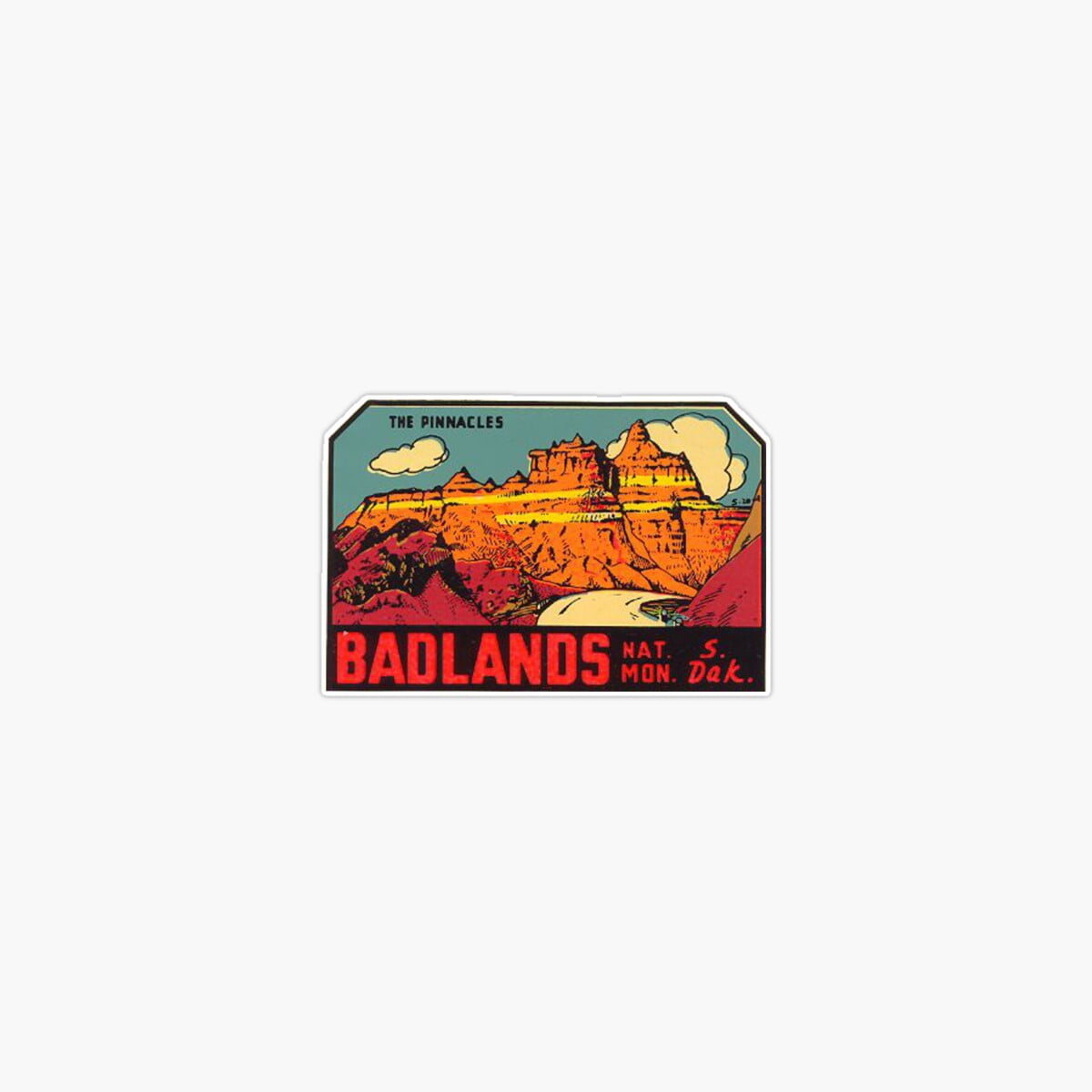 Onim Badlands National Park -The Pinnacles- Vintage Travel Decal ...