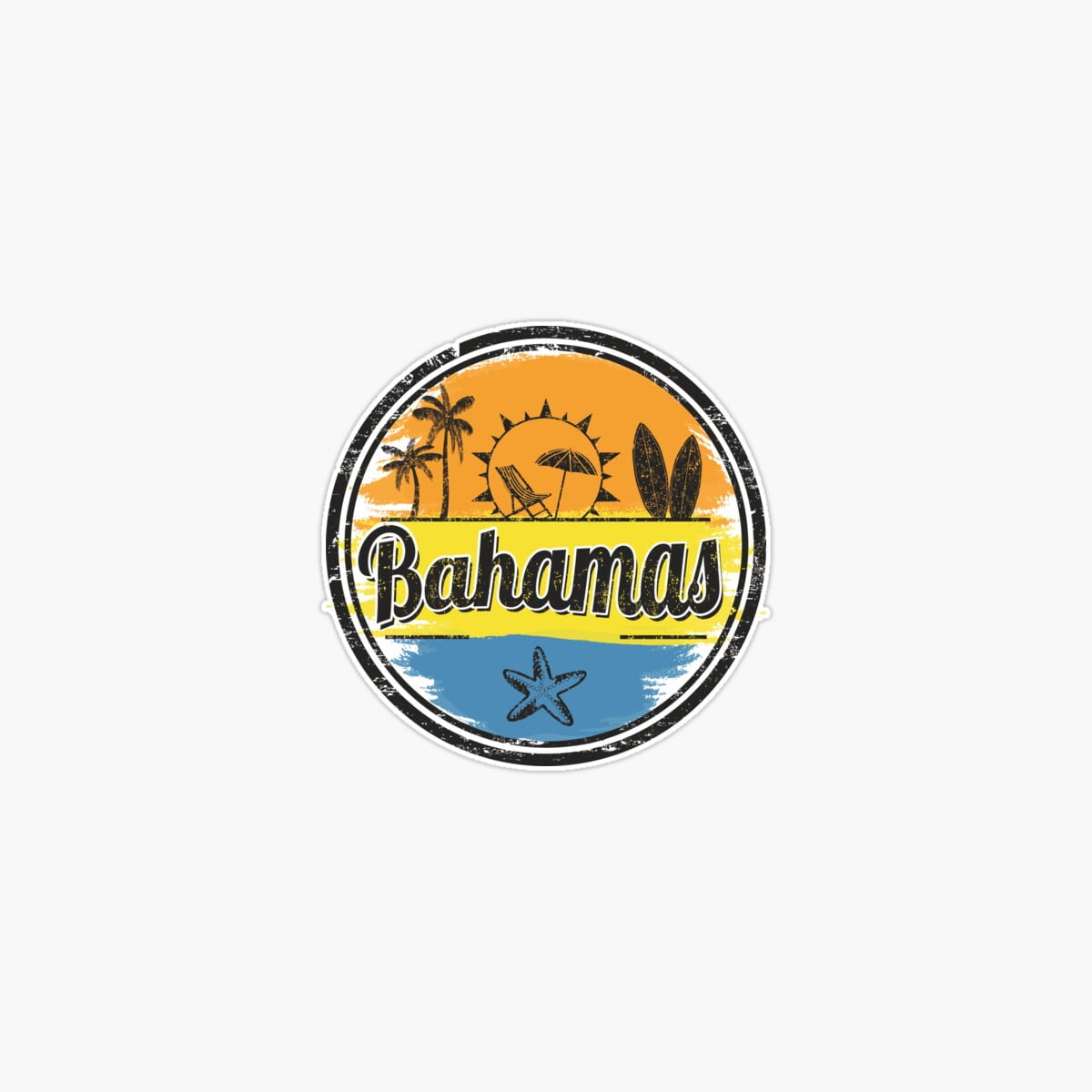 Onim Bahamas Travel Destination Stamp Sticker, Phone Decal Water Bottle ...
