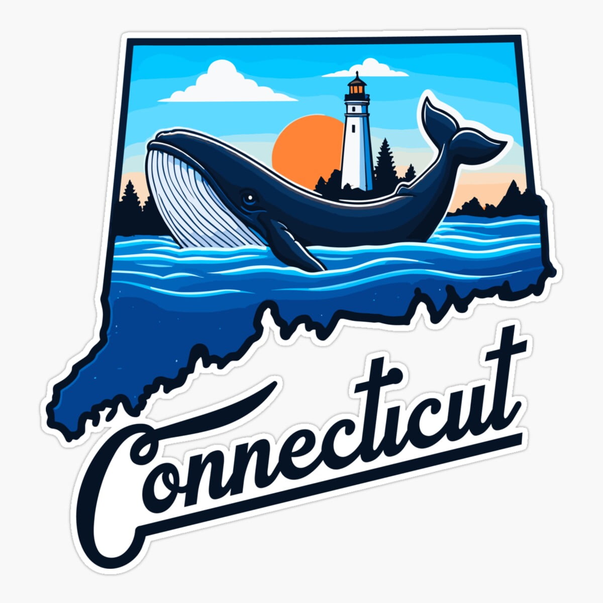 Onim Connecticut Home - Connecticut Ocean Sticker, Phone Decal Water ...