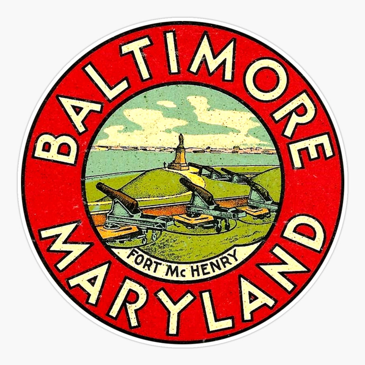 Onim Baltimore Maryland Vintage Travel Decal Sticker, Phone Decal Water ...