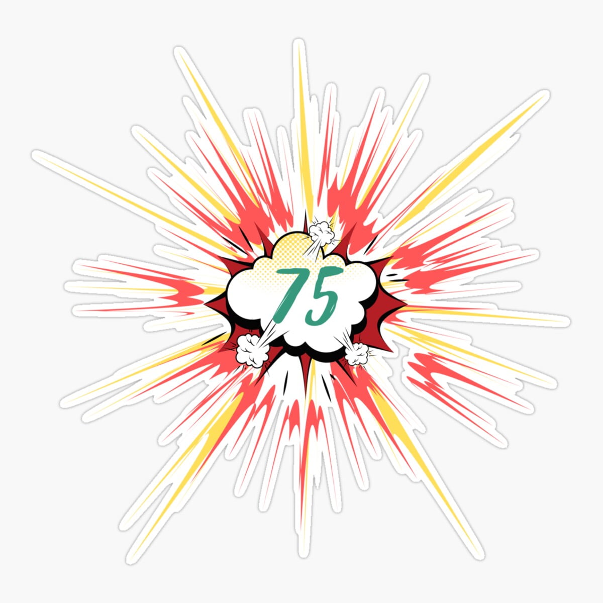 Onim Bang An Exploding 75Th Birthday Comic Party Logo. Sticker, Phone ...