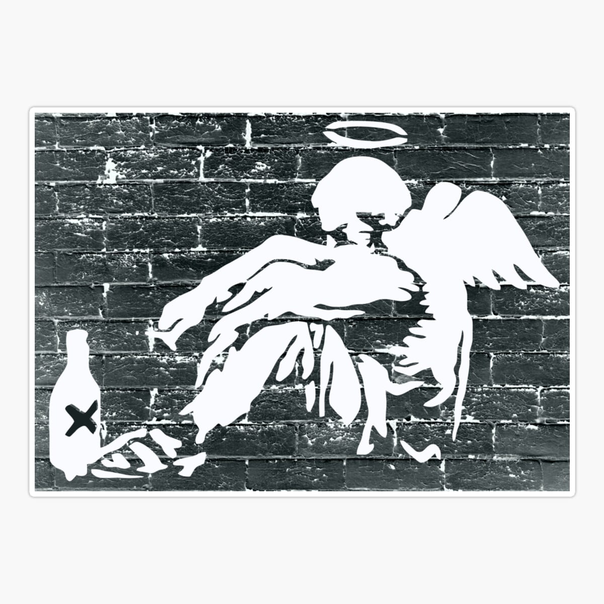Onim Banksy Drunk Fallen Angel Sticker, Phone Decal Water Bottle ...