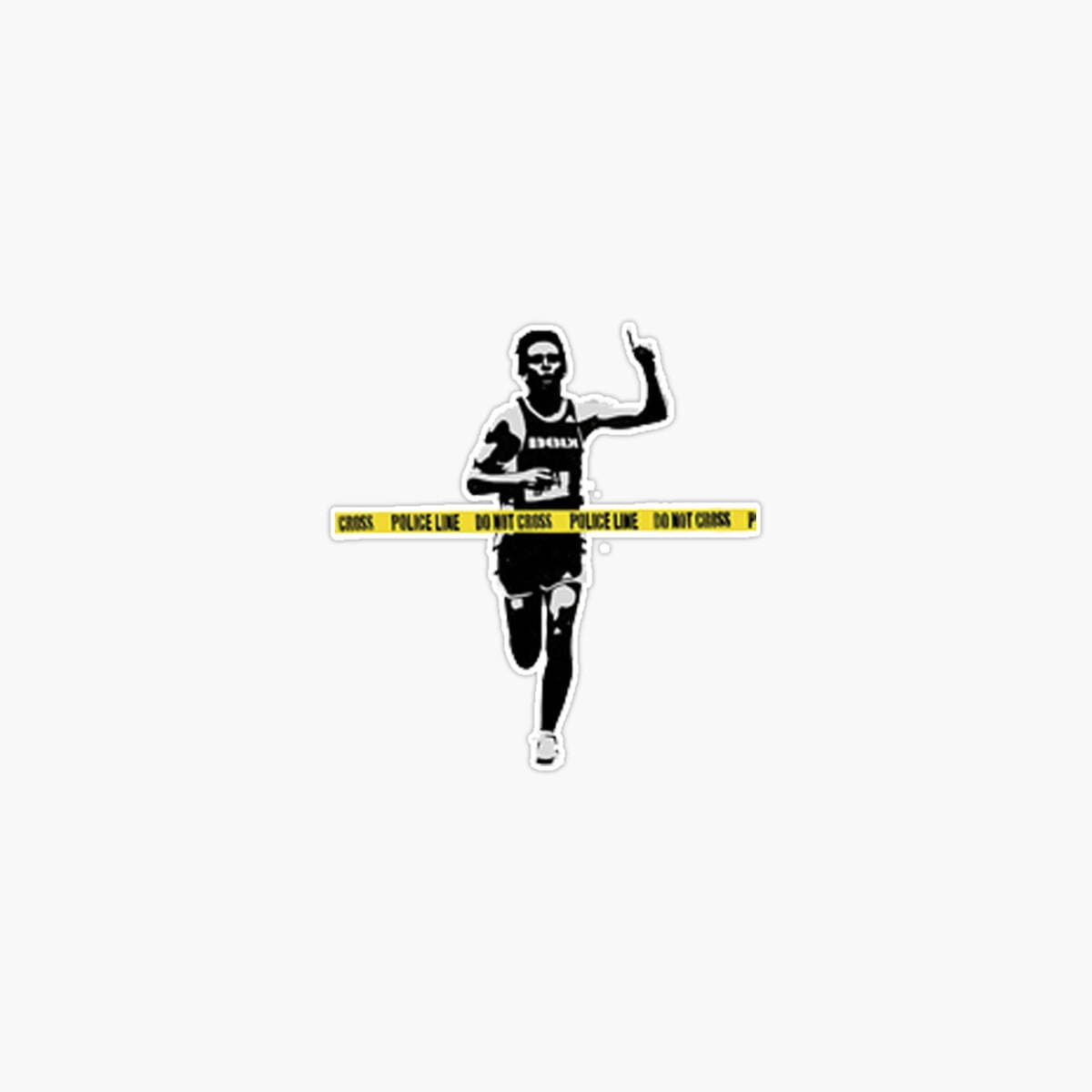 Onim Banksy Marathon Runner Police Line Sticker, Phone Decal Water ...