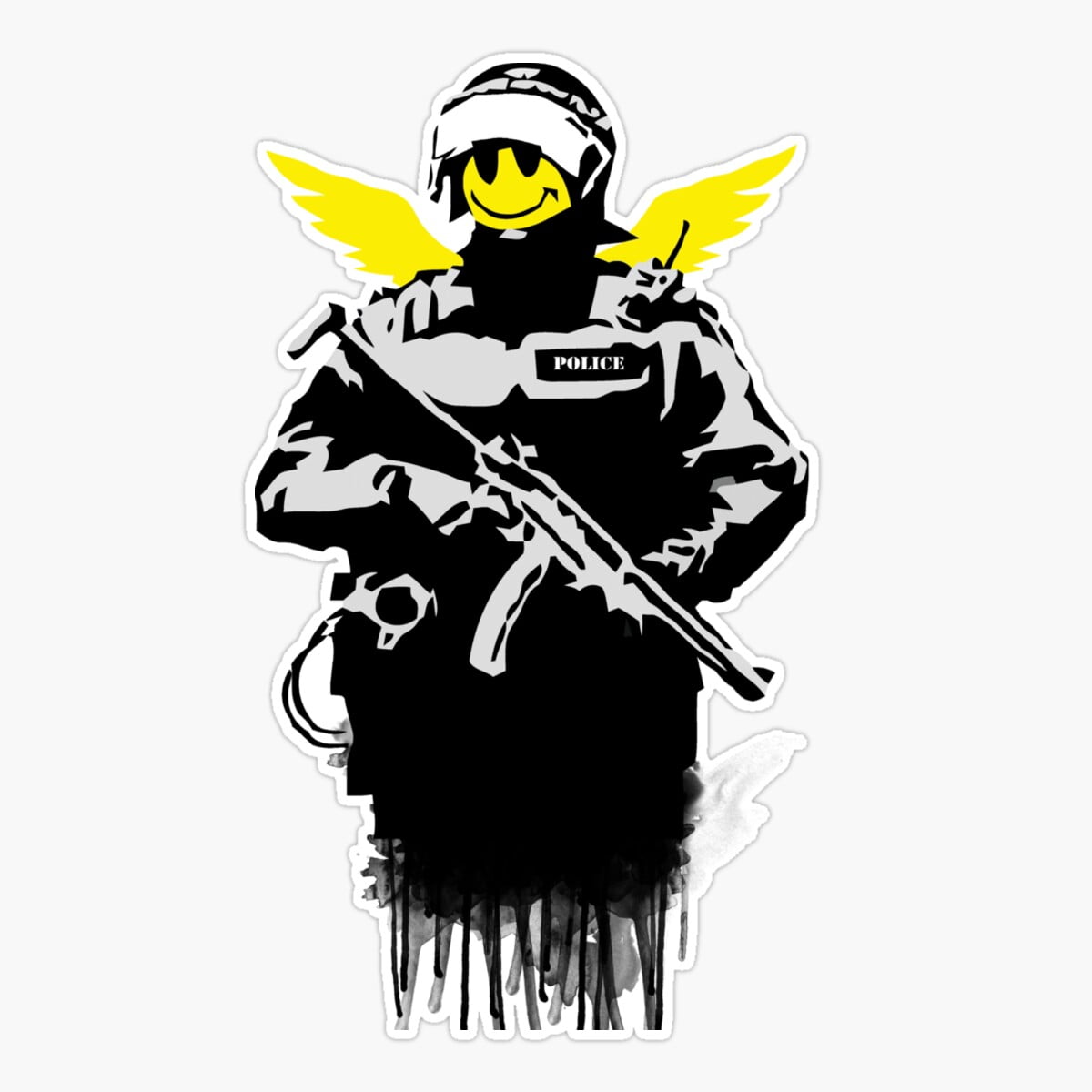 Onim Banksy Riot Police Sticker, Phone Decal Water Bottle Stickers Car ...