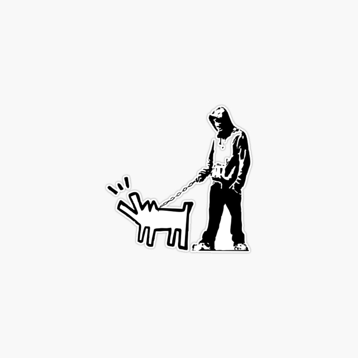 Onim Banky Inspired: Thug Walking A Barking Dog! Sticker, Phone Decal ...