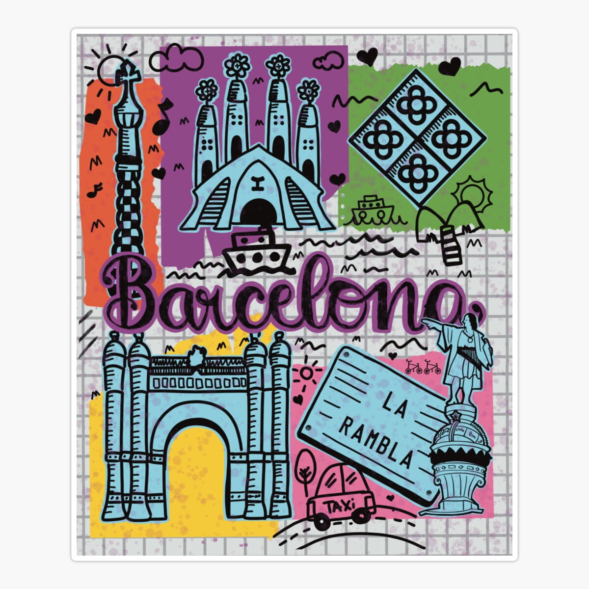 Onim Barcelona City - Travel Barcelona - Catalunya Sticker, Phone Decal ...