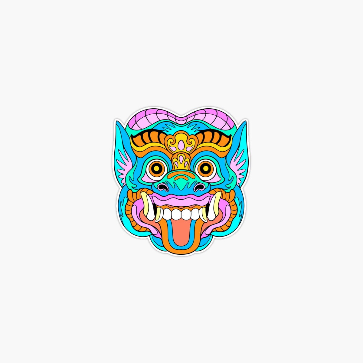 Onim Barong Bali Traditional Mask. Pop Culture Style Sticker - Walmart.com