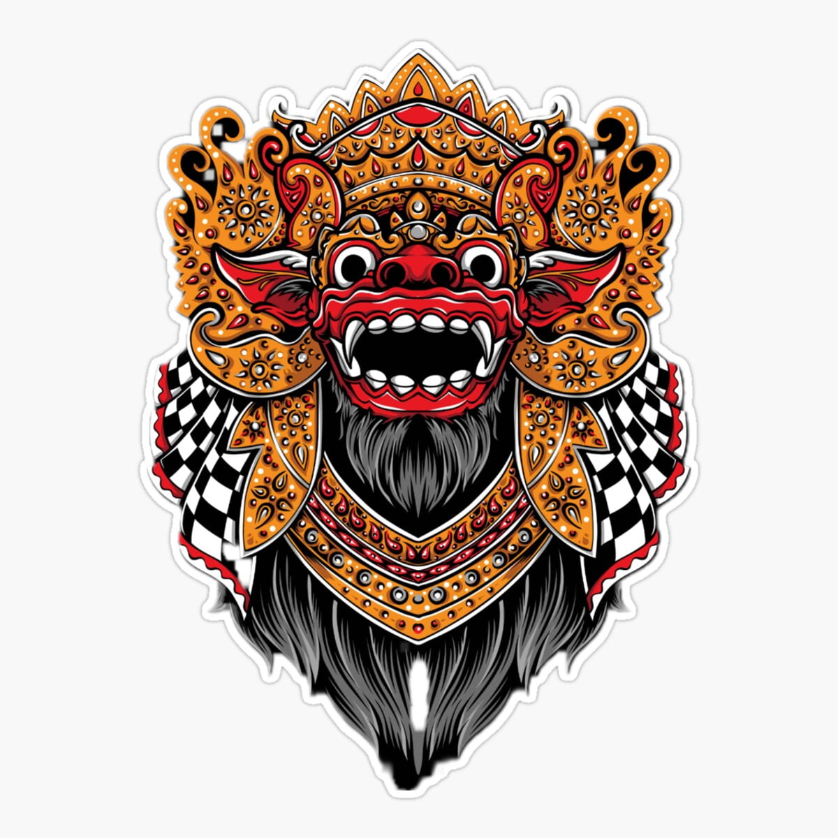 Onim Barong Mask From Indonesia Sticker, Phone Decal Water Bottle ...