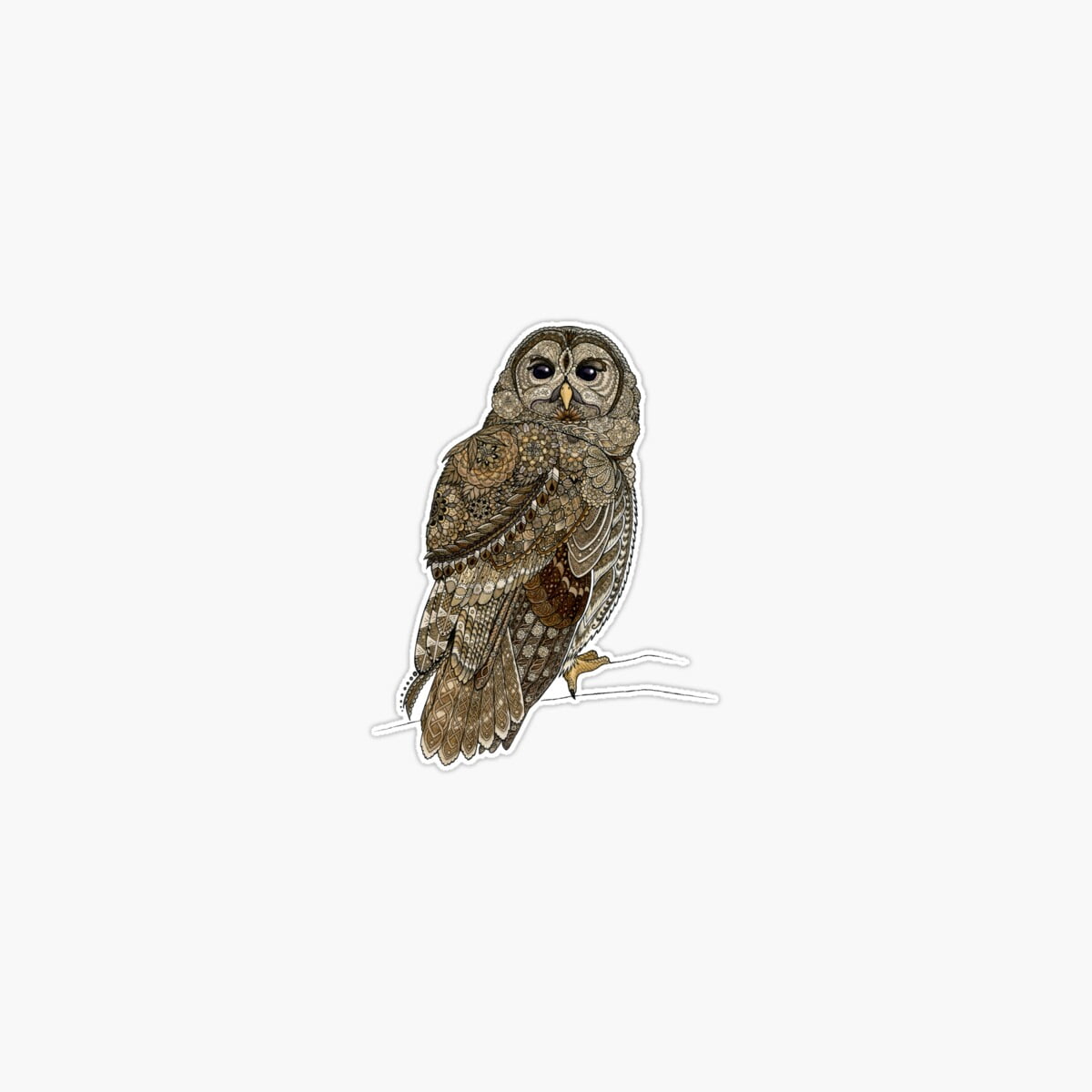 Onim Barred Owl Tangle Sticker - Walmart.com