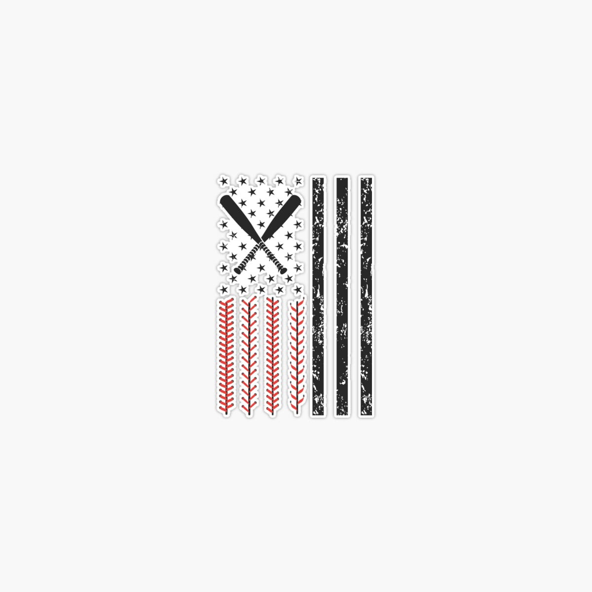 Onim Baseball American Flag Us Sports Sticker, Phone Decal Water Bottle ...