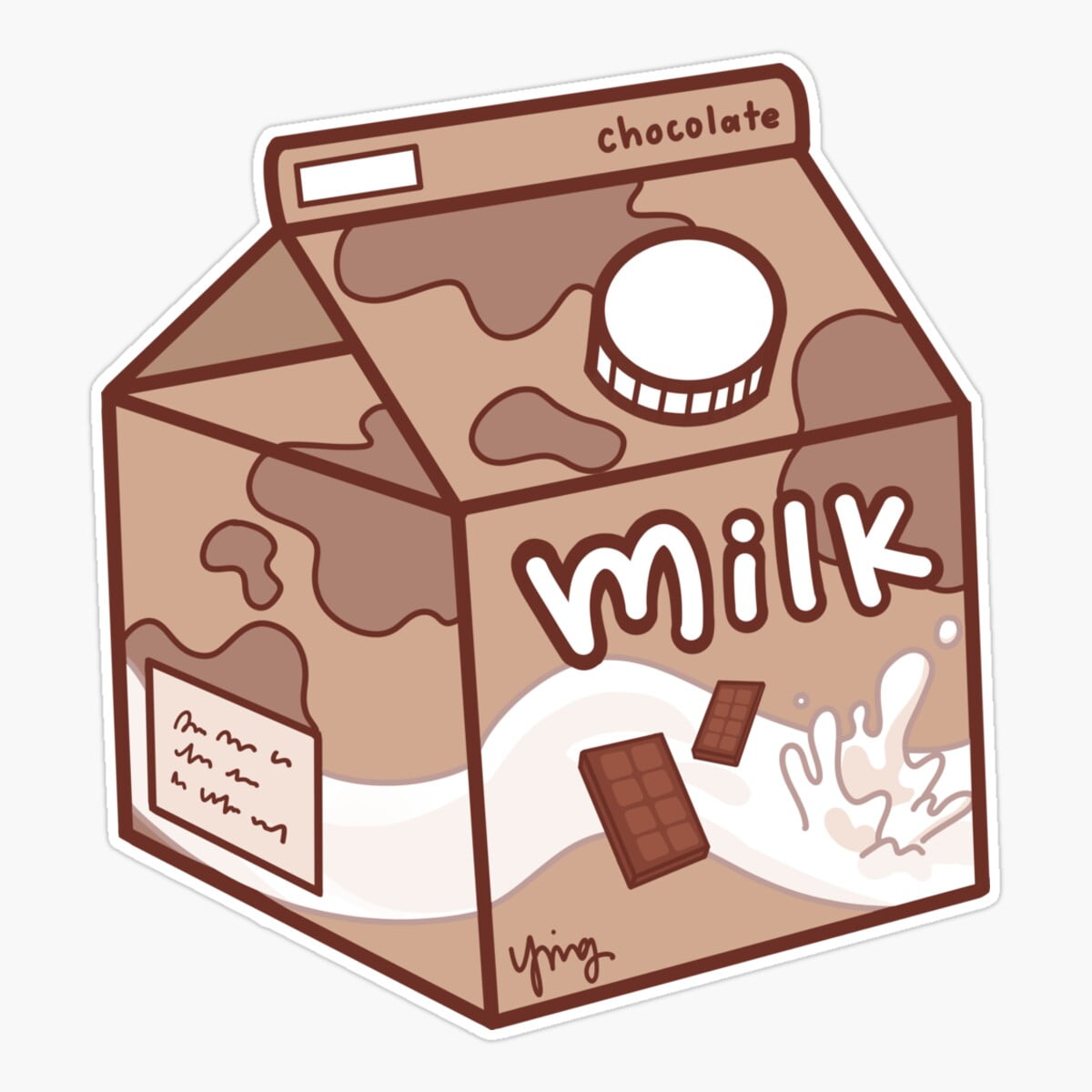 Onim Basic Milk Carton - Chocolate Sticker, Phone Decal Water Bottle ...