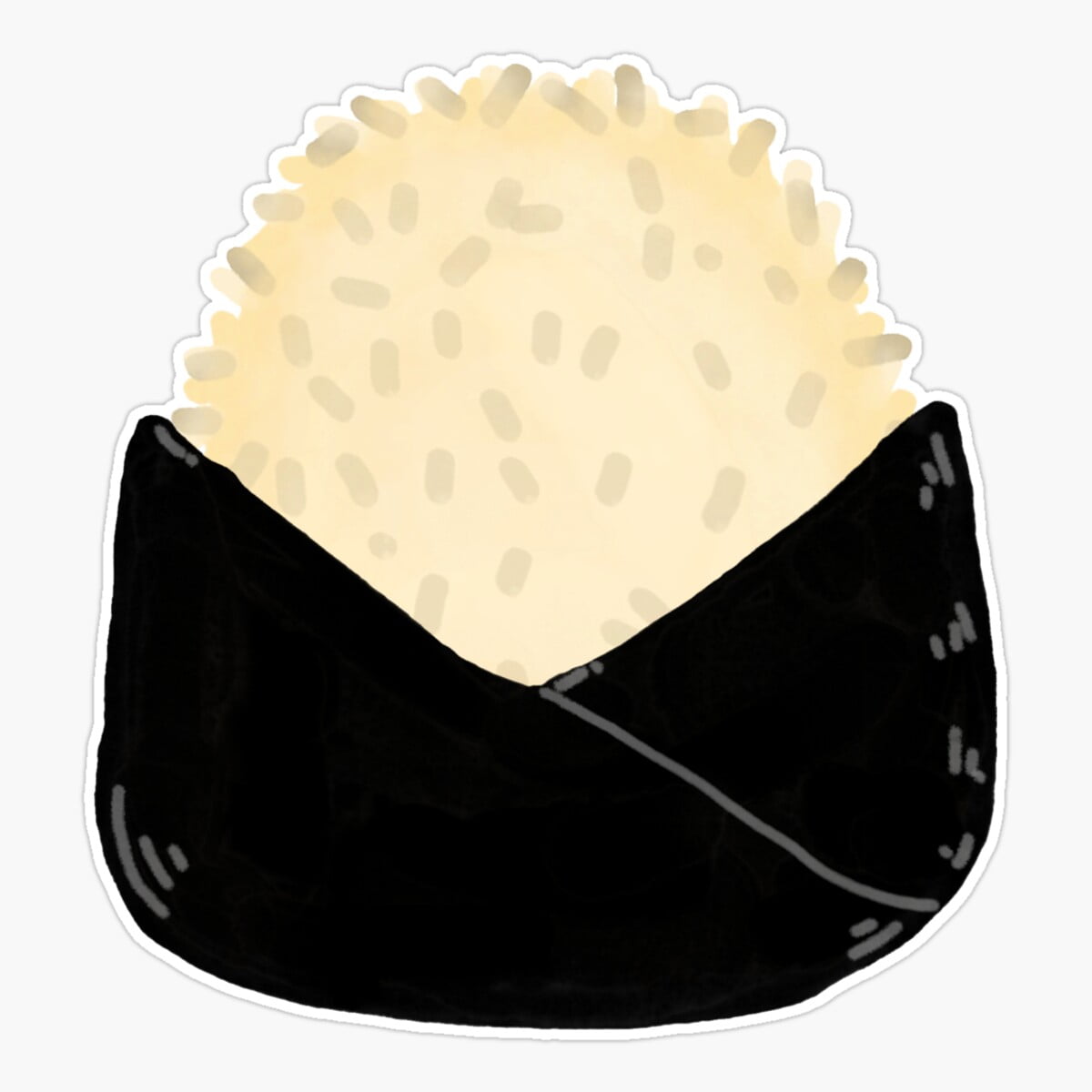 Onim Basic Onigiri With Nori Seaweed In Watercolor Style Sticker, Phone ...