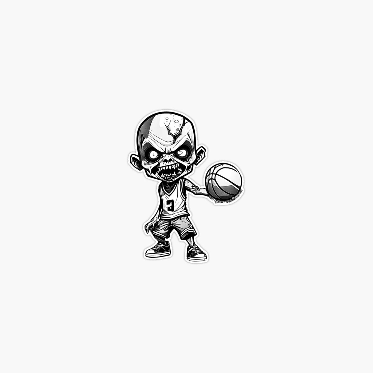 Onim Basket Of The Undead -Zombie Basketball Design Sticker, Phone ...