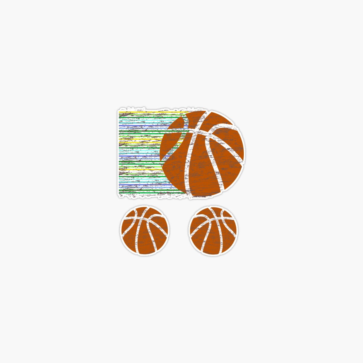 Onim Basketball Ball With Stripes Sticker, Phone Decal Water Bottle ...