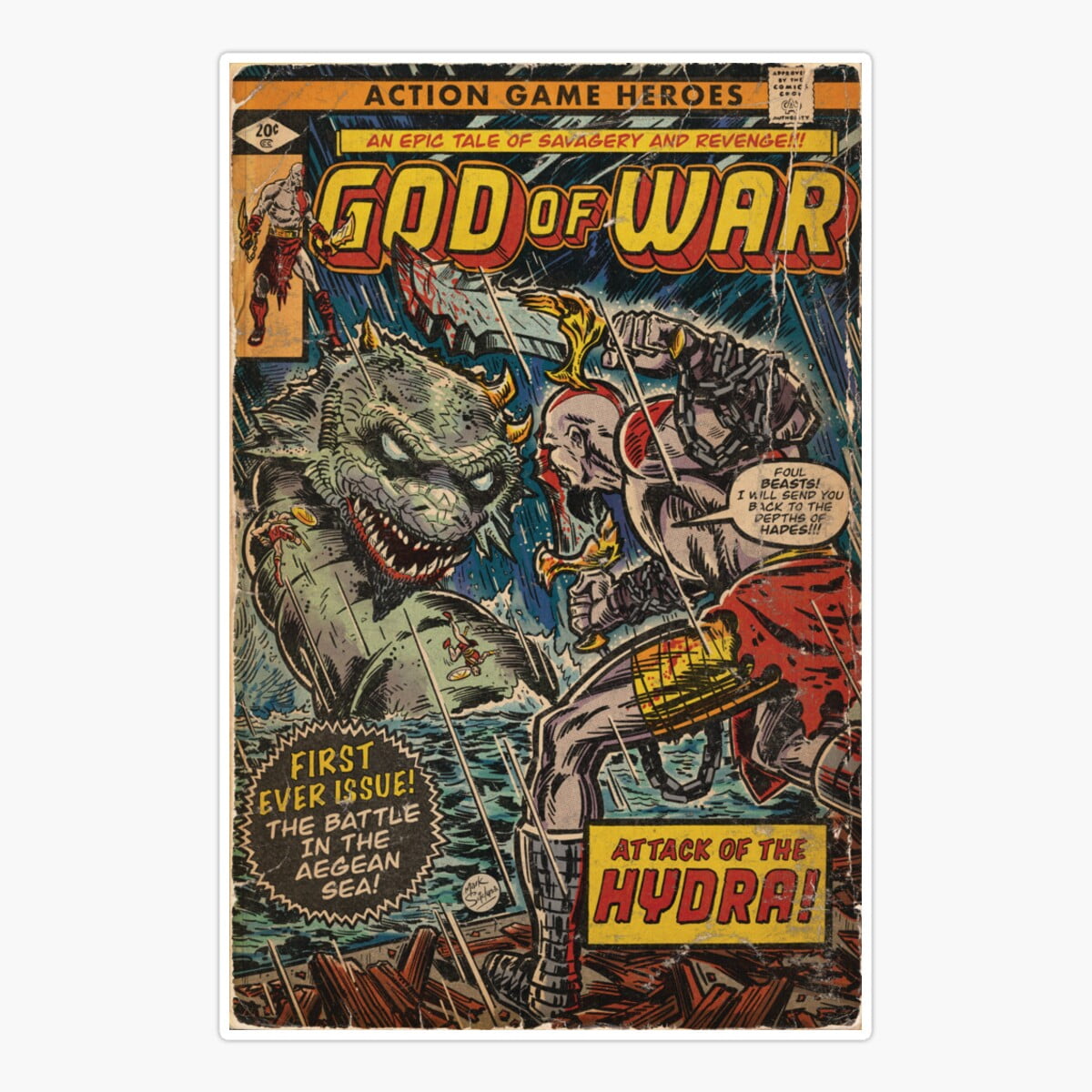 Onim Battle In The Aegean Sea!Comic Book Cover Fan Art Sticker, Phone ...